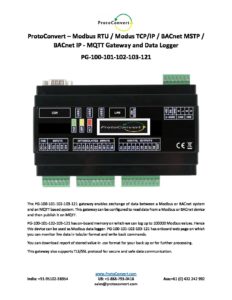 PG-100-101-102-103-121 – Modbus RTU Modus TCPIP BACnet MSTP BACnet IP ...